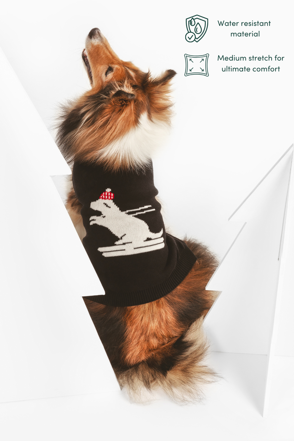 Skiing Dog Design Pet Sweater | Comfy Dog Knit Sweater | 100% Cotton ...
